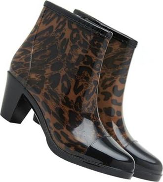 BESPORTBLE Bottes de Pluie Courtes pour Femme &agrave; Talons Hauts Antid&eacute;rapantes en PVC Imperm&eacute;able Fermeture &Eacute;clair Lat&eacute;rale Semelle R&eacute;sistante &agrave; LUsure Chaussures d