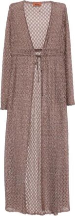 Missoni Femme, Robes, Brun, Taille: 38 FR Long Cardigan en Viscose Lam&eacute;e avec Motif Toile dAraign&eacute;e