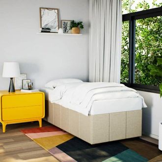 vidaXL Cadre de lit sans matelas cr&egrave;me 90x190 cm tissu Vidaxl