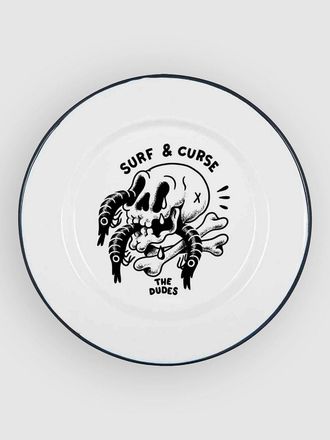 THE DUDES Surf And Curse Assiette en &eacute;mail &agrave; motifs