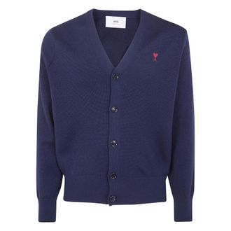 Ami Homme, Pulls, Bleu, Taille: S Cardigan Avec Ami de Coeur Contrast&eacute;