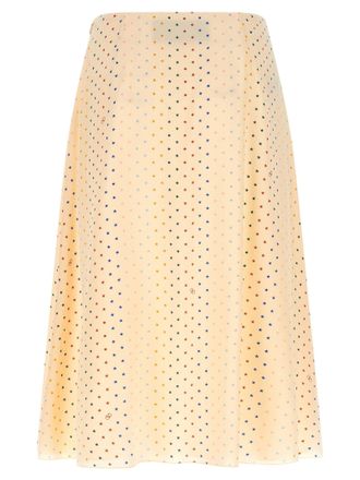 Valentino Garavani Multicolor Starry Print Silk Skirt - Cream