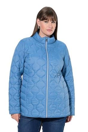 Ulla Popken Femme Grandes Tailles Veste matelass&eacute;e l&eacute;g&egrave;re HYPRAR. Mod&egrave;le d&eacute;perlant. Mati&egrave;re recycl&eacute;e Bleu-Gris fonc&eacute; 42+ 840050741-42+