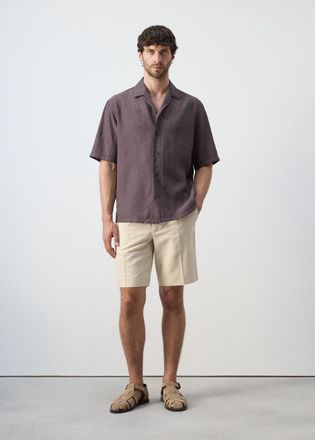 Mango Chemise fluide col bowling cerise - Homme - XXL - MANGO MAN