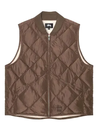 St&uuml;ssy gilet matelass&eacute; &agrave; plaque logo - Marron