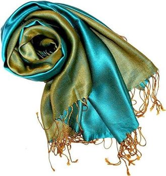 Lorenzo Cana Foulard de 70% soie et 30% viscose pour la femme - écharpe réversible avec les mesures de 70 x 190 cm - une étole noble pour le printemps et l´été - d