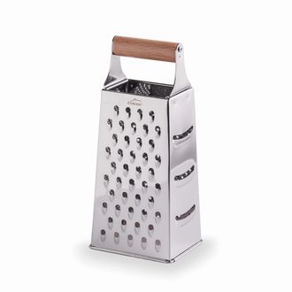 Lacor 61364 - Holz Küchenreibe, 4-Seitig Lebensmittelreibe, Edelstahl, BuchenHolzgriff, 4 Seiten mit Verschiedenen Schnitten: Fein, Mittel, Dick Und Geschni