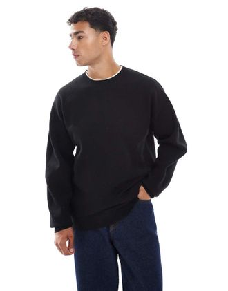 Jack & Jones Weicher Pullover in Schwarz mit Rundhalsausschnitt
