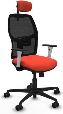 Piqueras y Crespo Alfera Schreibtischstuhl Orange mit wei&szlig;en und schwarzen Armlehnen, h&ouml;henverstellbare Lendenwirbelst&uuml;tze und h&ouml;henverstellbares Kopfteil, Schwarz / Du