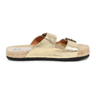 Maneb&igrave; Metallische Leder Gold Pantoffeln - - Shoes - Damen - Gelb - 38 EU