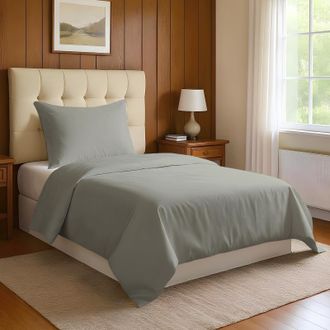 Pizuna 800 Fadenzahl aus Luxus Bettw&auml;sche Silber, 100% Langstaple Baumwolle Bettbezug und Kissenbezug, 100% Baumwolle Mako Satin 2-Teilig Bettw&auml;scheset 160x2