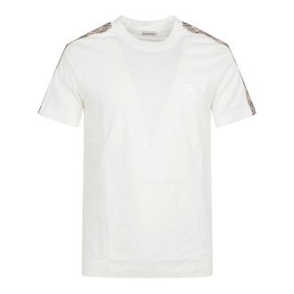 Burberry Homme, Tops, Blanc, Taille: XL Cotton Check T-shirt