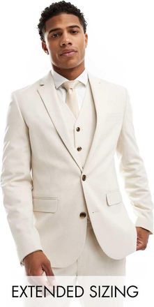Asos Wedding - Anzugjacke in Steinbeige mit engem Schnitt und Flechtstruktur-Neutral