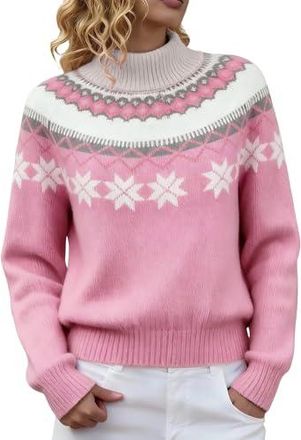 Generic Pull Femme Chic Hiver Chaud Col Rond Sweat Manche Longue Basique Pulls Tricot&eacute; Thermique &Eacute;pais Hiver Chaud Grandes Tailles Pullover Casual D&eacute;contract&eacute;