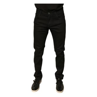 Dolce & Gabbana Homme, Jeans, Noir, Taille: L Jean Slim Denim Noir Floral avec Fermeture &Eacute;clair