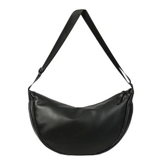 Generic Sac &agrave; main polyvalent en cuir synth&eacute;tique de grande capacit&eacute;, demi-lune pour femme, travail, shopping, voyage, usage quotidien, Noir, 400.00x250.00x15