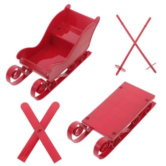 Artibetter Anneome Weihnachtsschlitten und Skibrett Dekoration aus Langlebigem Kunststoff Kleines Satz mit Rotem Schlitten Tisch und Weihnachtsbaum Ornament f&uuml;r 