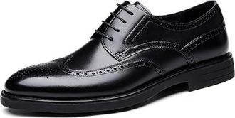 Generic Chaussures habillées for Hommes, à Lacets, Bout Rond Bruni, Richelieu, Cuir végétalien gaufré, Semelle en Caoutchouc, Talon carré antidérapant, Mariag