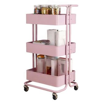 Generic Rollwagen mit 3 Ebenen,Schmaler Multifunktional Küchenrollwagen mit feststellbaren Rädern, Platzsparend Allzweckwagen Metall für Küche, Badezimmer, Sc