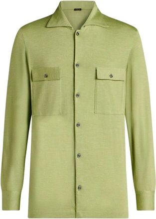 Kiton Homme, Chemises, Vert, Taille: 2XL Chemise Veste M&eacute;lange Soie Cachemire et Lin