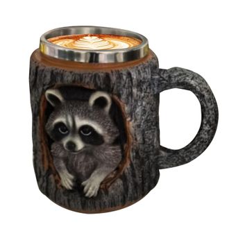 Generico 3D-Kaffeetassen: Tier-Design mit Baumloch, Keramikbecher, wiederverwendbar, Trinkbecher f&uuml;r morgendliche Getr&auml;nke, 3D-Kaffeetasse f&uuml;r M&auml;nner und Fraue