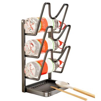 Generic Topfdeckel-Organizer | Kohlenstoffstahl Mit Abnehmbarer Tropfschale | Organizer F&uuml;r Kochdeckel K&uuml;chenutensilien | F&uuml;r Teller Geschirr L&ouml;ffel Gabel K&uuml;c