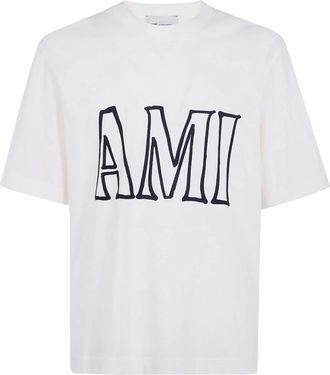 Ami Homme, Tops, Blanc, Taille: XL Heritage Print T-Shirt
