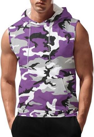 Generic Sweat &agrave; capuche sans manches pour homme, camouflage sans manches, fitness, sweat &agrave; capuche, gilet dentra&icirc;nement, sweat &agrave; capuche, sport, t-shirt muscu