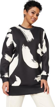 Trendyol Trendyol Womens Damen Geometrisch Lange &Auml;rmel Regul&auml;r Hijab Sweatshirt, Black-Beige, M