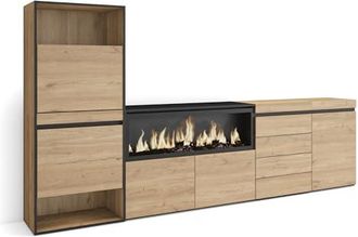 Skraut Home | Schuhregal, Schuhschrank | Schuhaufbewahrung | 274x145x35 cm | F&uuml;r Schlafzimmer, Zimmer | Elektrokamin XXL | Kommode mit Schubladen | Moderner Stil 