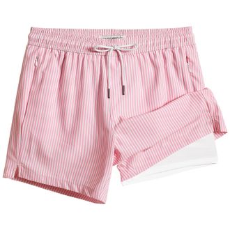 Maamgic Herren Badehose mit Kompression Badeshorts 2 in 1|14cm Innenl&auml;nge Schnelltrocknend l&auml;ssige Swim Shorts Kurz Boardshorts mit Innenhose Rei&szlig;verschlussta