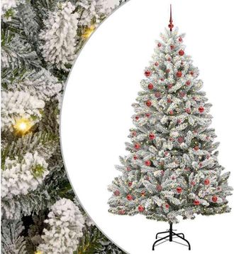 vidaXL K&uuml;nstlicher Weihnachtsbaum Gr&uuml;n und Wei&szlig; 210 cm PVC und Metall vidaXL