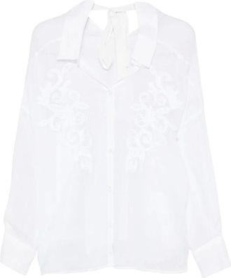 Ermanno Scervino Femme, Blouses et Chemises, Blanc, Taille: 38 FR Chemise &agrave; Broderies Florales