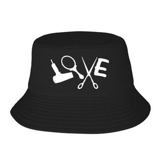 Generic Chapeau De Seau Unisexe Coiffeur Love Chapeau De Soleil &Agrave; Large Bord Pliable Bonnet Soleil, pour Chasse, De P&ecirc;che, Plage, 56-58cm