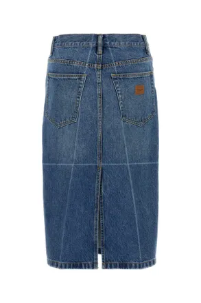 Alexander Wang Womens Denim Skirt Vintagemarbledblue Exterior: Cotton Gonne