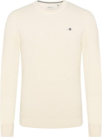 GANT Rundhalspullover mit Bio-Baumwolle und kleiner Flag-Stickerei in