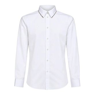 Burberry Klassisch geschnittene Baumwoll-Popeline-Hemd mit Karomuster-Besatz - - Shirts - Herren - Wei&szlig; - XL