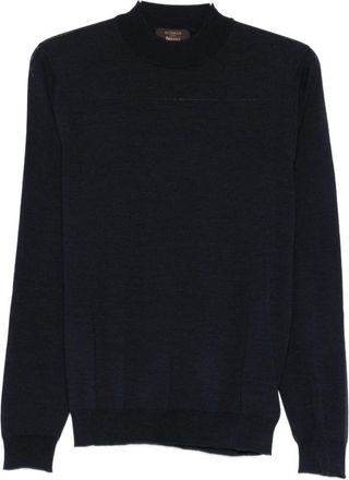 Zanone Homme, Pulls, Bleu, Taille: 2XL Pull en m&eacute;rinos &agrave; col rond large