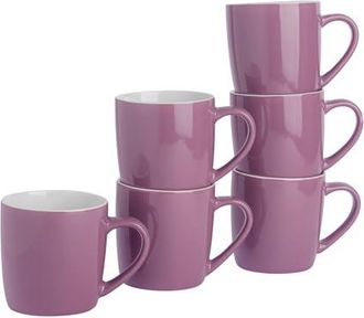 Argon Tableware Rink Drink Argon Tableware Lot de 6 Tasses &agrave; caf&eacute; color&eacute;es - Violet - 350 ML - Lot de 6 Tasses &agrave; th&eacute; en gr&egrave;s c&eacute;rame Brillant, Tasses &agrave; Latte, Cappucci