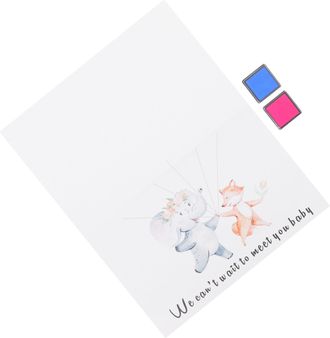 Cabilock Fingerabdruck Baum G&auml;stebuch Gender Reveal Satz mit Ballonbaum Schild und Stempelkissen f&uuml;r Babyparty Feier