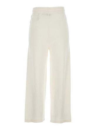 Elisabetta Franchi Womens White Pants With Elasticated Waist Fabric Trousers