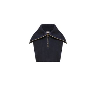 Moncler Moncler Wool & Cashmere Zip-up Cape, Women, Blue, Size: One Size