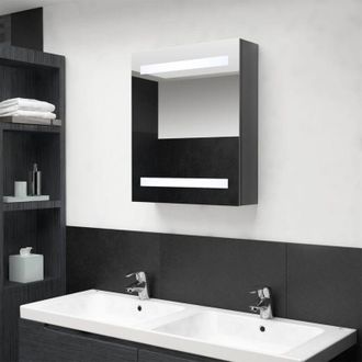 vidaXL Vidaxl - Armoire de salle de bain &agrave; miroir led Gris brillant 50x14x60 cm