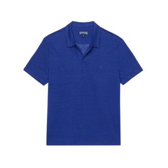 Vilebrequin Einfarbiges Polohemd aus Leinenjersey f&uuml;r Herren - - Tops - Herren - Blau - M
