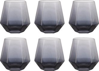 Generic 300ml Diamant Whiskey Gläser 4/6 Set, Klar Geometrisch Modisch Wasser Saft Tumbler Gekippt Scotch Glas Modern Look Für Männer Frauen, Papa, Ehemann, F