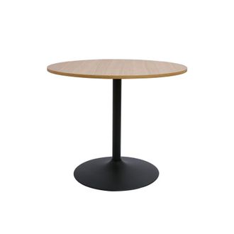 Miliboo Miliboo - Table à manger design ronde en bois clair chêne et métal noir D90 cm calista