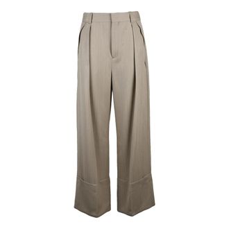Victoria Beckham Femme, Pantalons, Beige, Taille: 38 FR Pantalon large classique