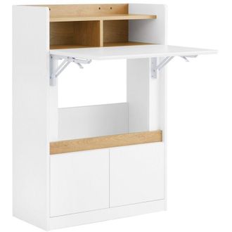 SoBuy SoBuy FWT109-WN Klappschreibtisch, Klappbarer Computertisch, Schreibtisch, Kleiner Schreibtisch mit Ablagef&auml;chern, Arbeitsplatz, Computertisch, f&uuml;r