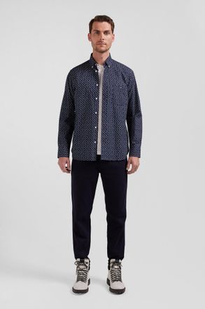 Eden Park Chemise En Popeline De Coton Bleu Marine Microimprim&eacute; Noeud Papillon Coupe Regular