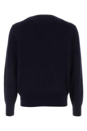 Ami Mens Navy Blue Wool Sweater Marinerouge Exterior: Merino Maglie
